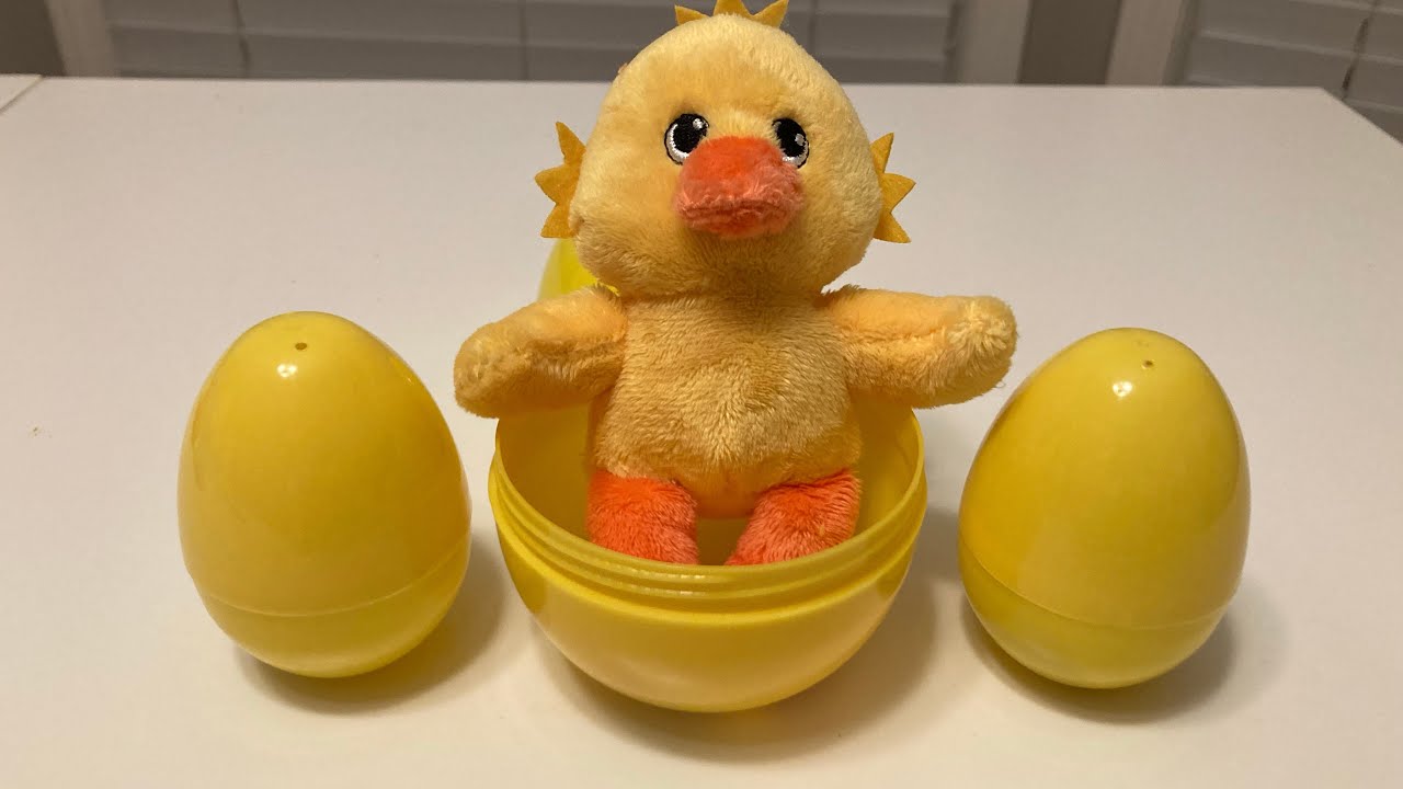 Opening the 2 small yellow eggs from build a bear workshop egg hunt - YouTube