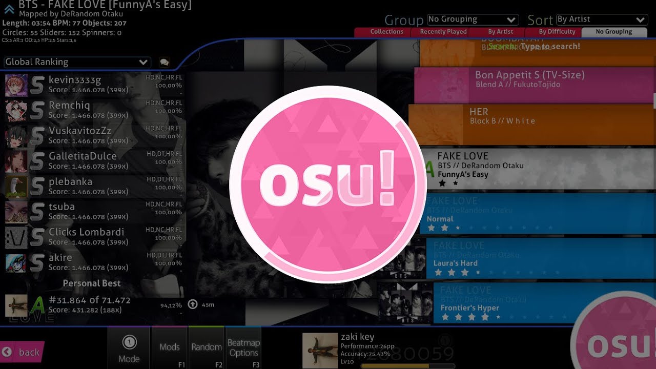 Fake Love - BTS (Osu! Gameplay) - YouTube