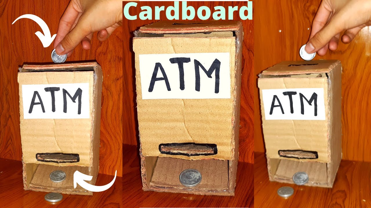 How to Make Mini ATM Machine Cardboard | How To Make Cardboard ATM ...