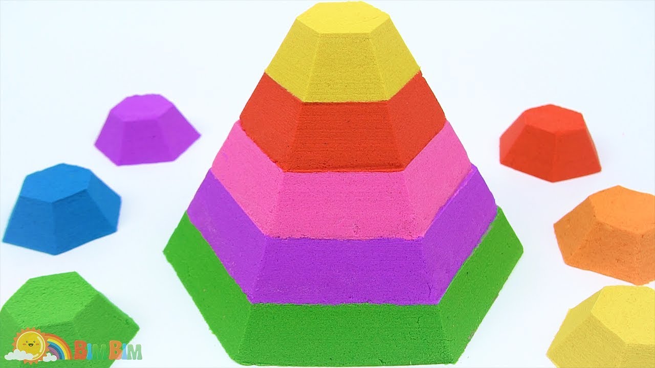How To Make Rainbow Kinetic Sand Pyramid Creative Toys For Kids - YouTube