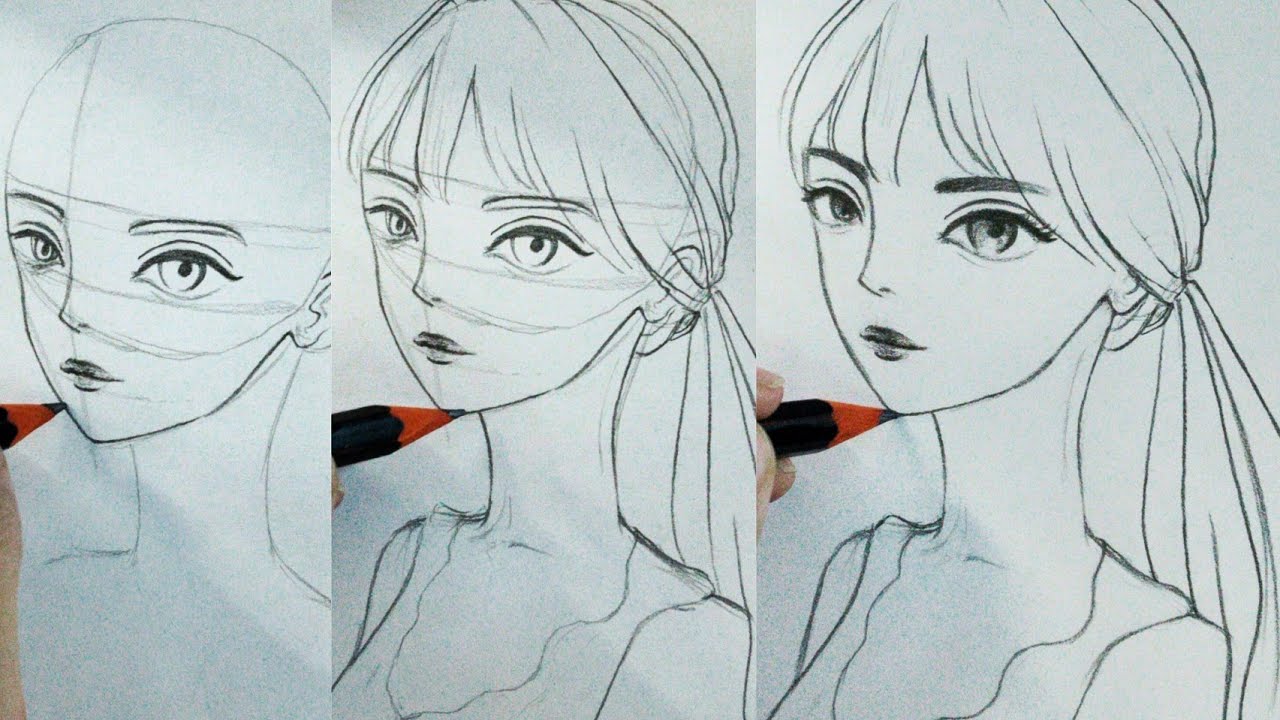 How to Draw a Beautiful Girl in a Ponytail | Pencil Sketching - YouTube