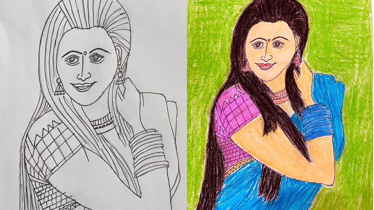 How to draw a beautiful traditional girl /traditional Indian girl ...