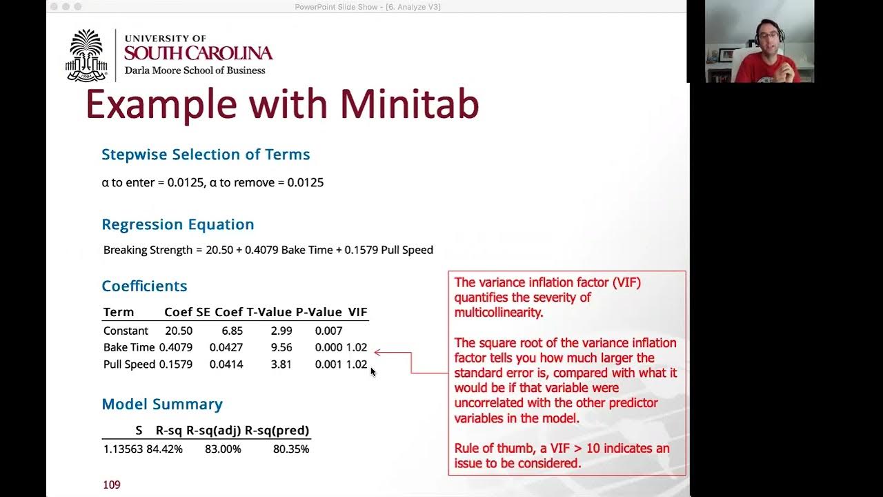 6 Analyze part 16 Multiple Regression Minitab VIF - YouTube