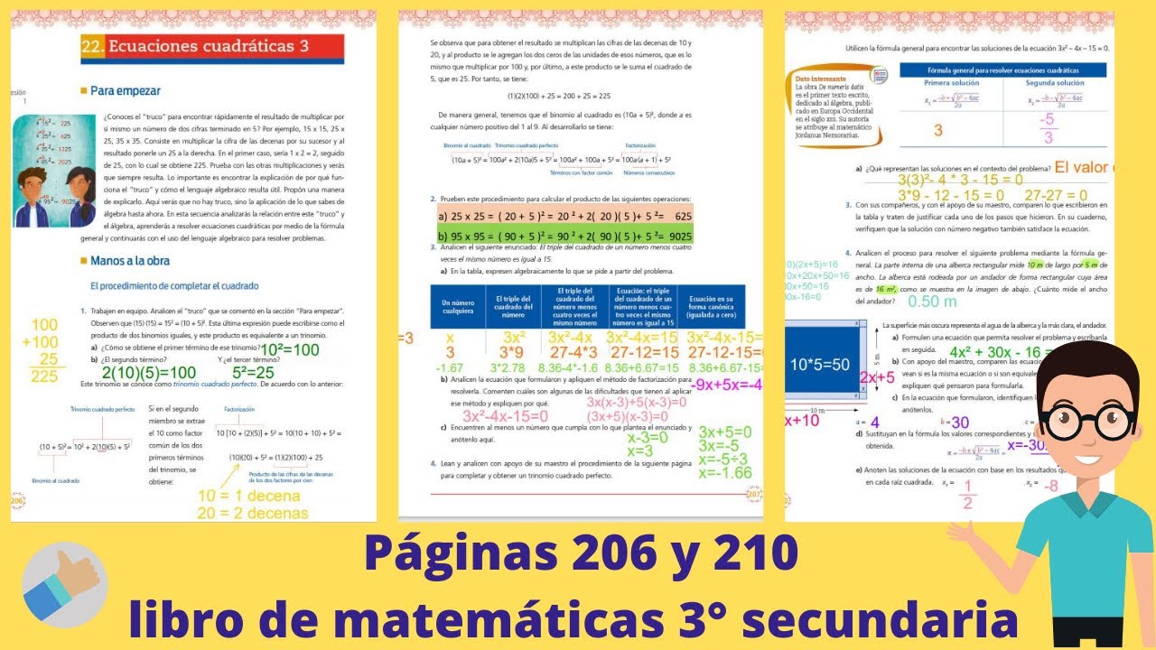 Páginas 206, 207, 208, 209 y 210 matemáticas 3° secundaria - YouTube