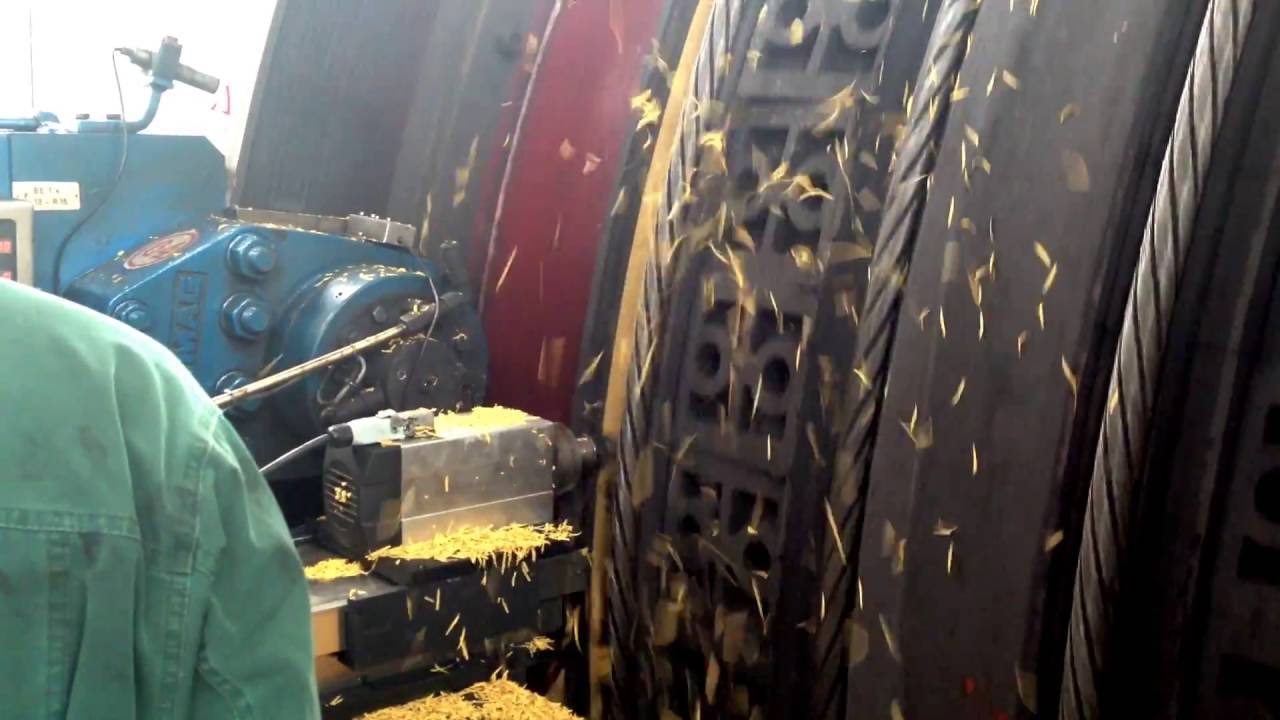 Mine hoist friction linings cutting device - NC Rope Groove Turning ...