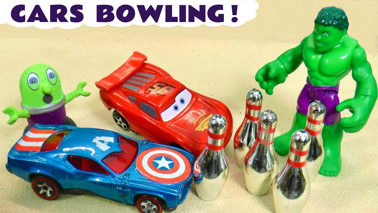 The Funlings Toy Car Bowling Challenge - YouTube