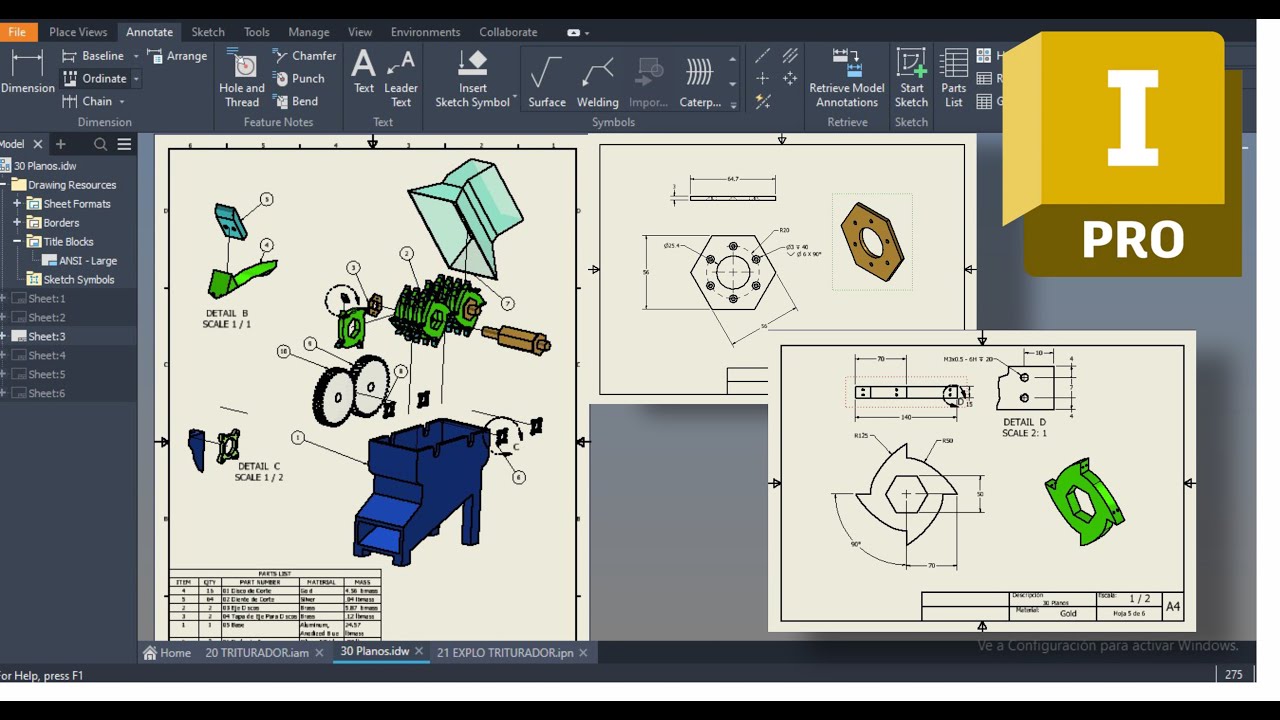 Introducción a planos en Autodesk Inventor - YouTube