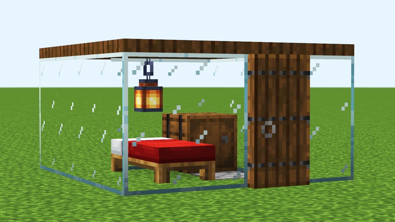 how to make the smallest glass house in minecraft - YouTube