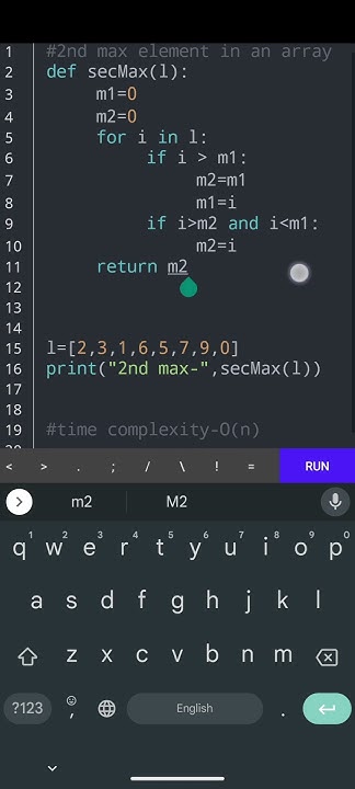 Second Maximum Element In An Array Python Coding Python Dsa Dsalgo Faang Youtube 