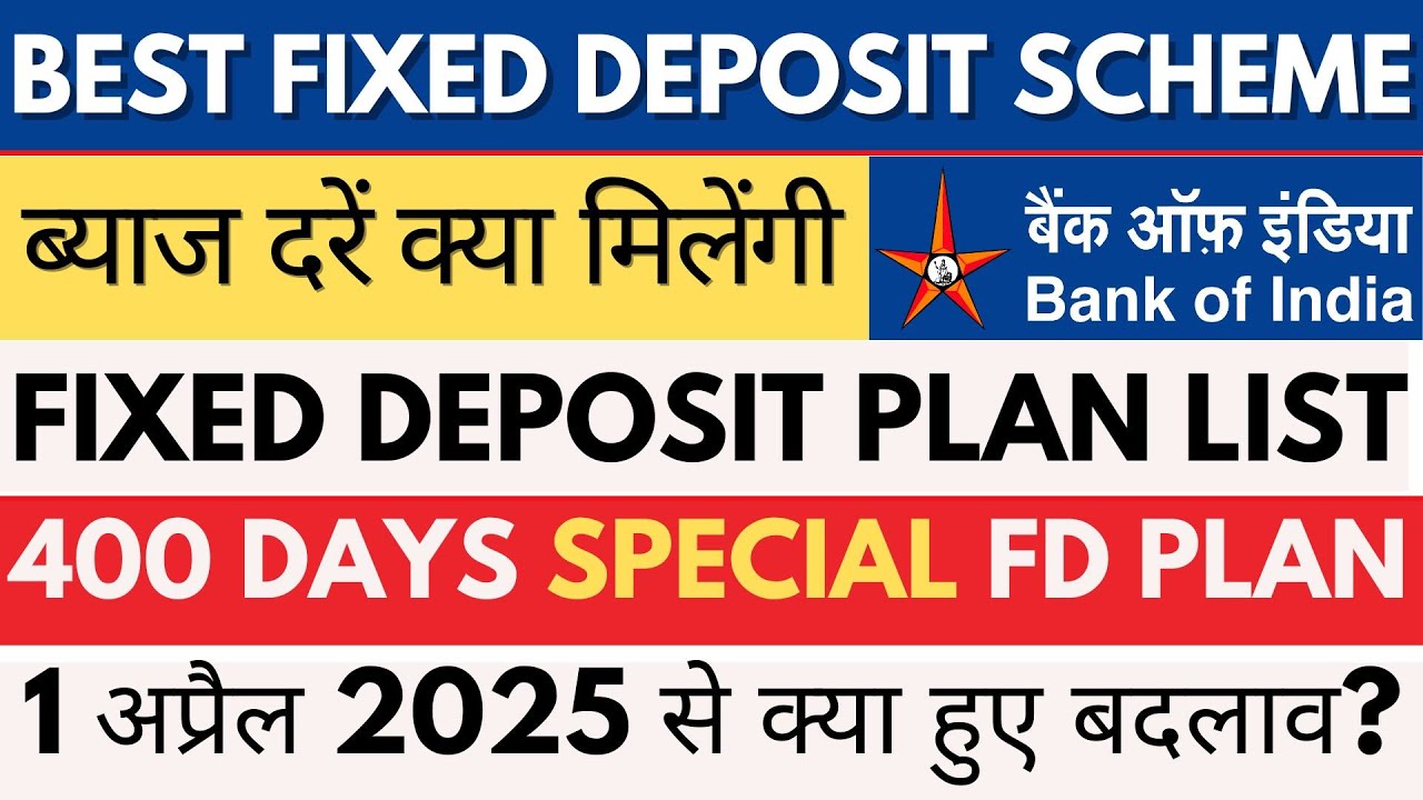 Bank Of India Interest Rates On FD || 400 Days Special FD Plan In BOI ...