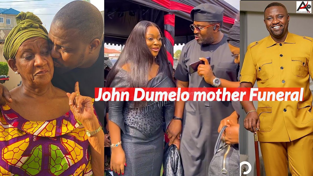 John Dumelo Weep at mother's funeral.Jackie Appiah,Desmond Elliott,Sonnie Badu,John Mahama ...