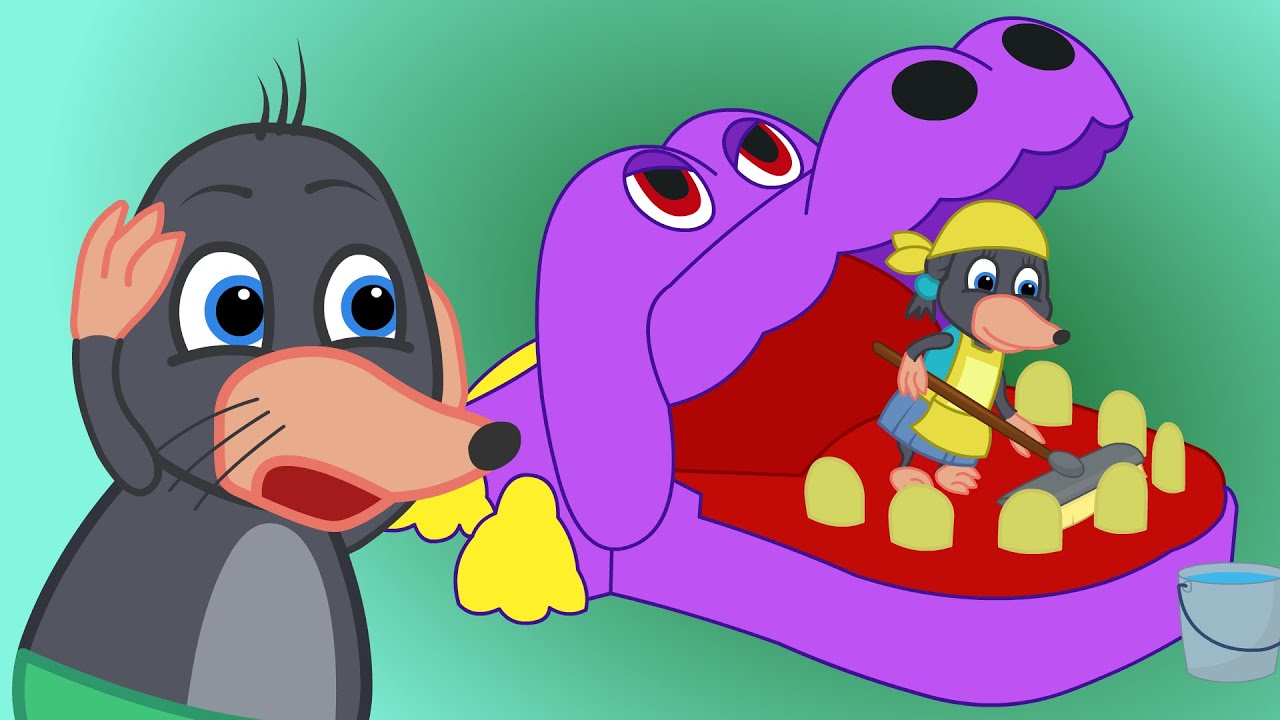 Benny Mole and Friends - Dinosaur brushing teeth Cartoon for Kids - YouTube