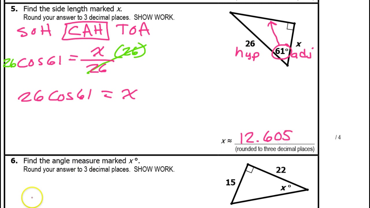 Test A - Solving Right Triangles Using Sine, Cosine and Tangent - YouTube