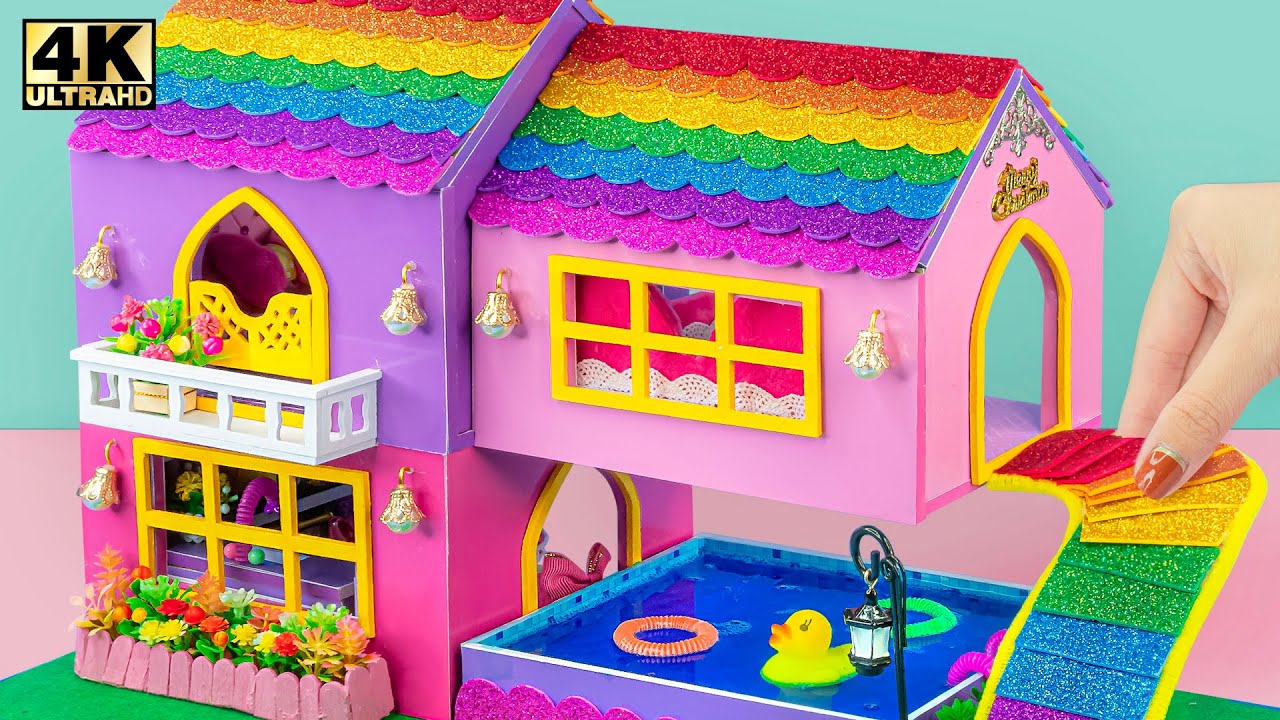 DIY Dream Purple Villa with Rainbow Slide and SLIME Pool ️ DIY ...