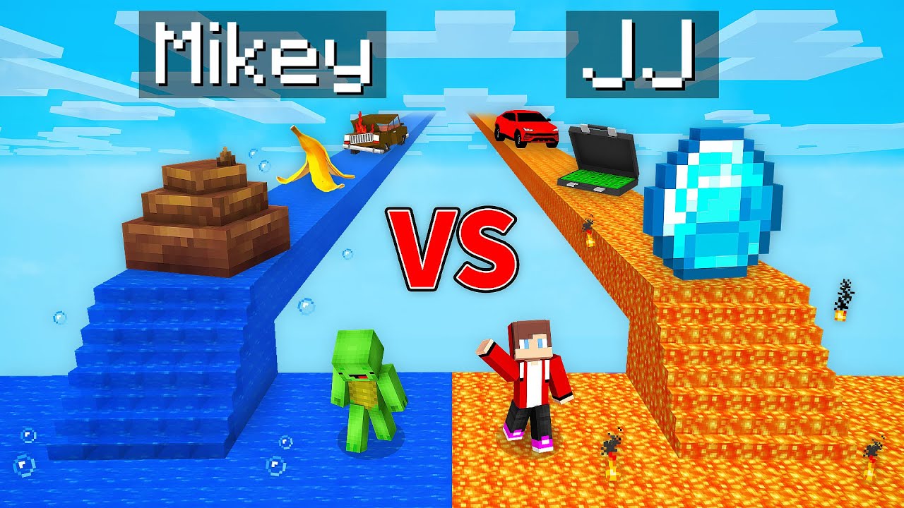 Mikey Family WATER vs JJ Family LAVA Bridge Battle in Minecraft (Maizen) - YouTube