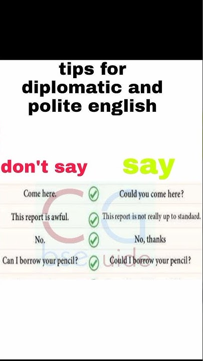 tips for polite and diplomatic english - YouTube
