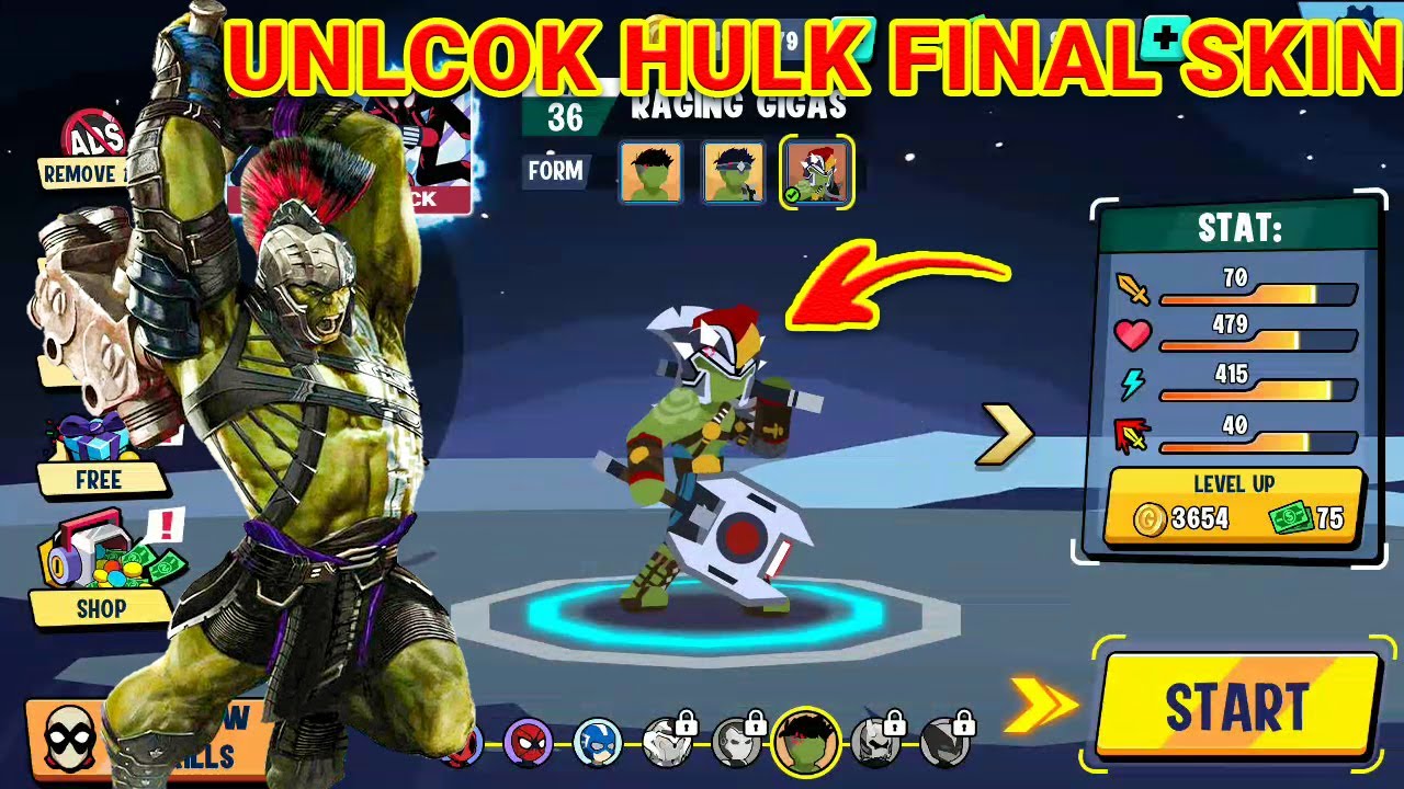 Stickman Hero Super Stick Heroes Fighting Game | Unlock Hulk Final Skin ...