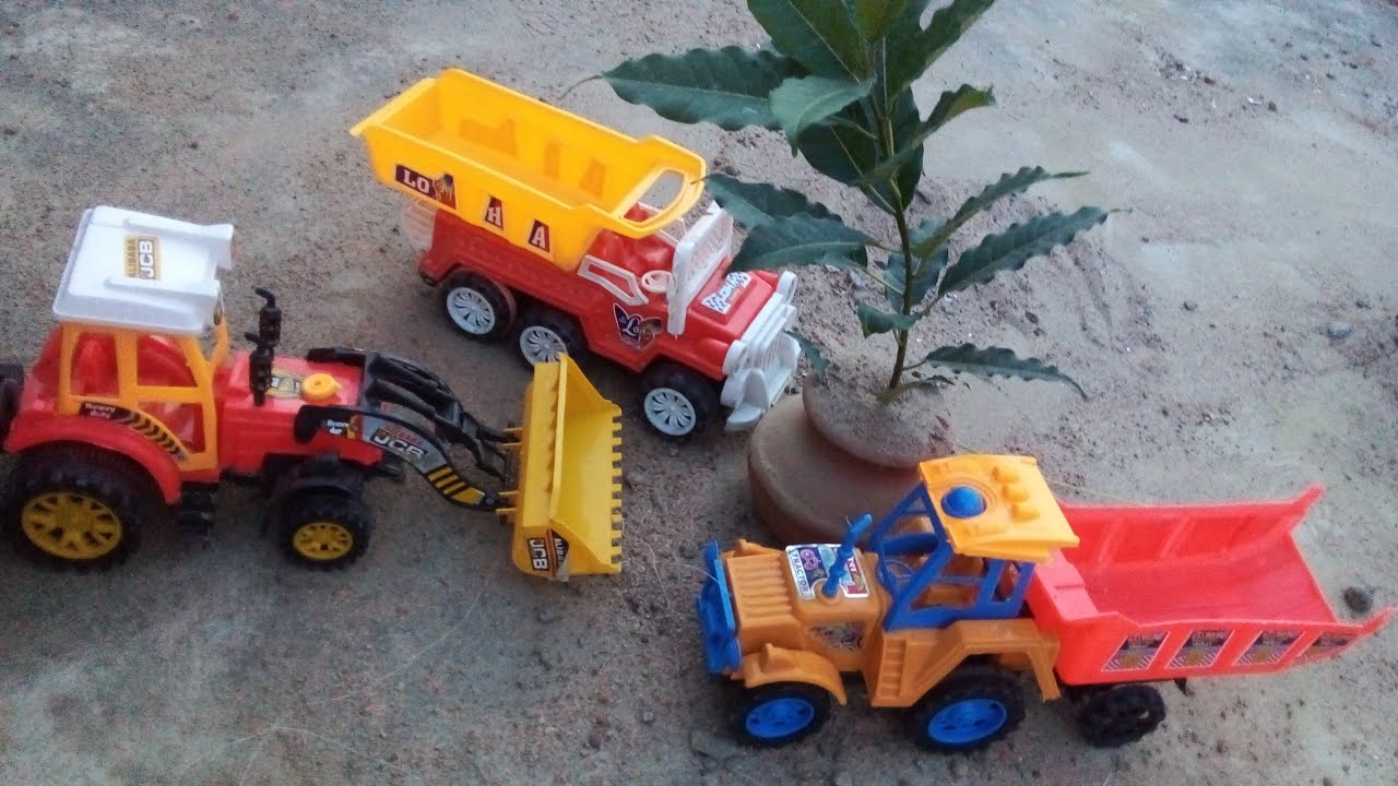 diy mini tractor plant tree mini jcb load truck tractor lading tree ...
