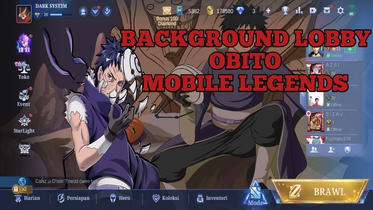 INTERFACE BACKGROUND & BACKSOUND LOBBY OBITO MOBILE LEGENDS LEGENDS ...