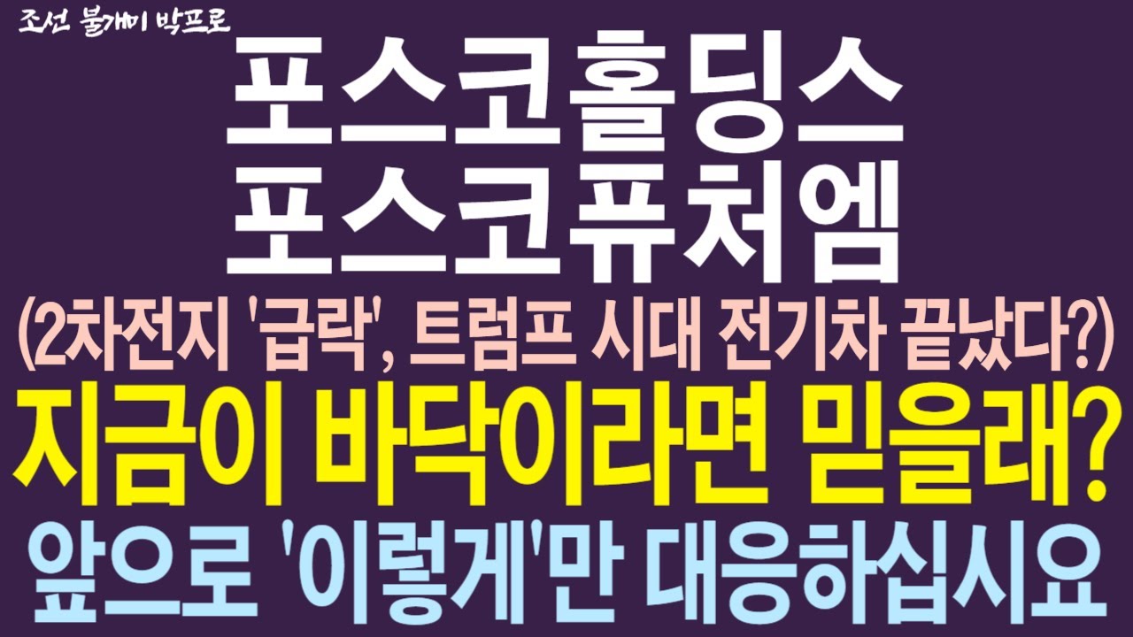 포스코홀딩스 포스코퓨처엠 주가전망 2차전지 급락 트럼프 시대 전기차 끝났다 지금이 바닥이라면 믿을래 앞으로