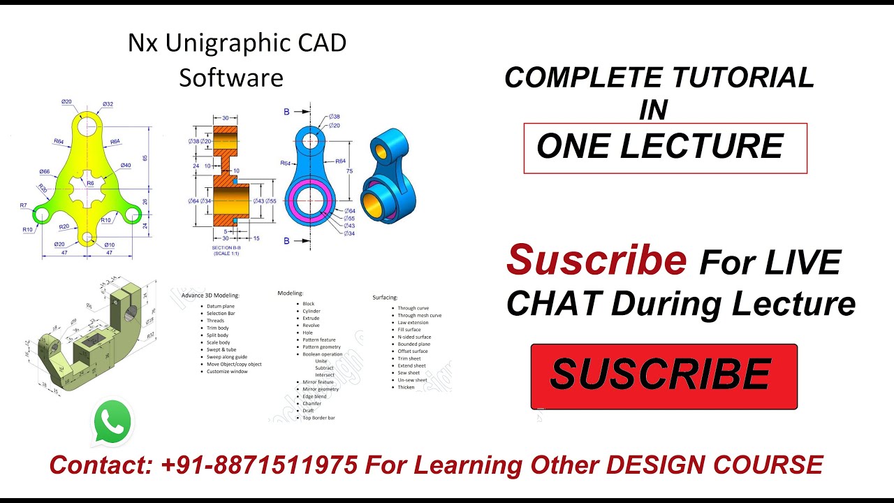 Complete NX Unigraphics 11 CAD/CRASH COURSE/Full Lecture/Hindi- Contact ...