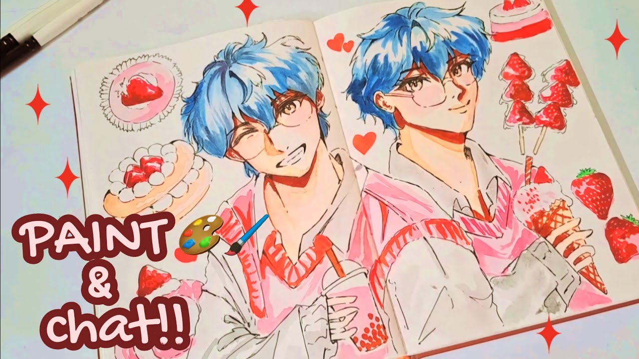 paint with me!! , drawing dessert themed oc!! - YouTube