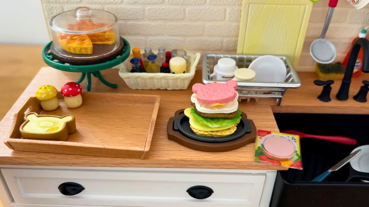 Mini kitchen set 🎊 Miniature cooking 🎊 Re-ment collection 🎊 - YouTube