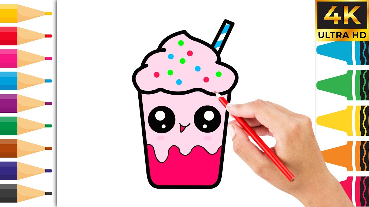 How to Draw Cute Strawberry Milkshake 🍓🥤 | Easy Drawing for Kids Step ...