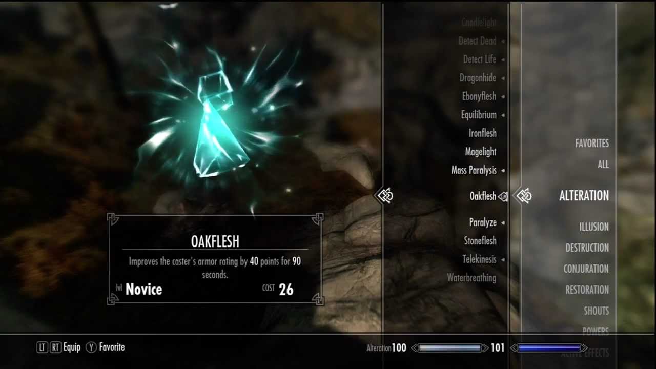 Skyrim - Oakflesh - Novice Alternation Magic Spell - YouTube