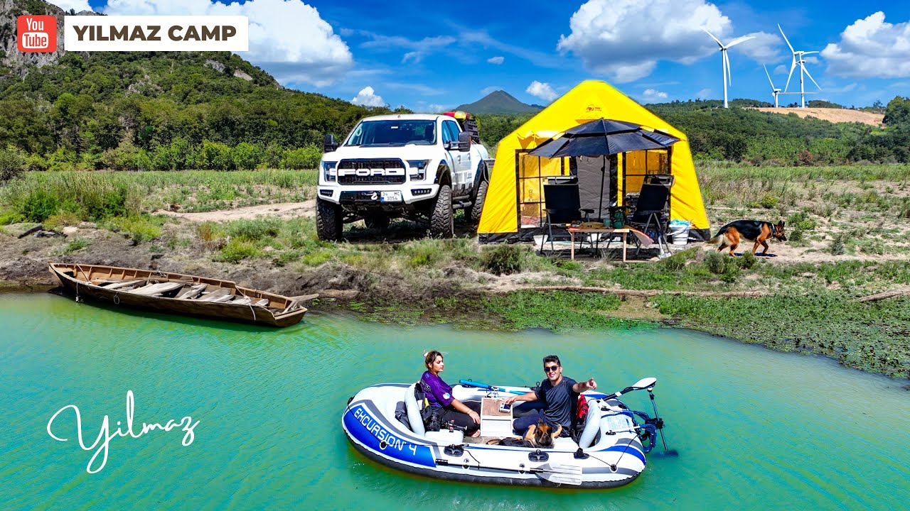 Camping by the River in Dreamy Rainy Weather with Inflatable Tent # ...