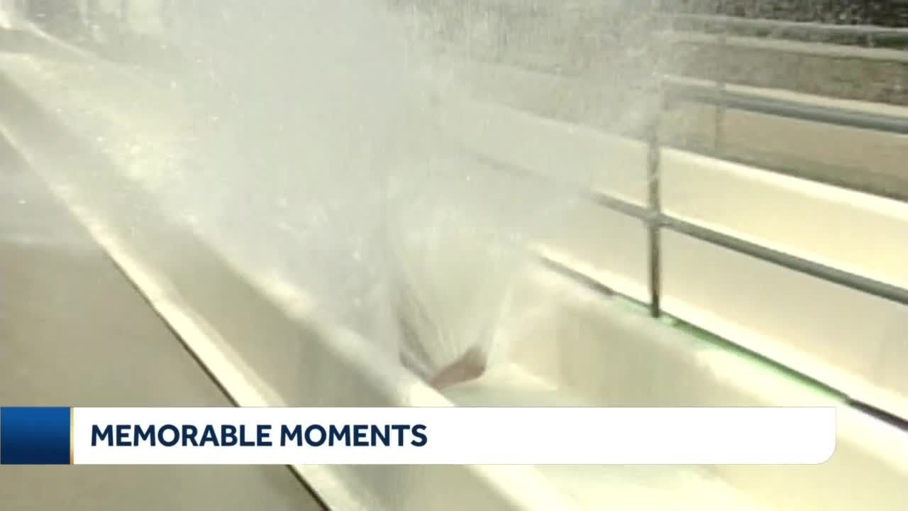 From the archives: Tom Griffith makes his way down Geronimo water slide ...