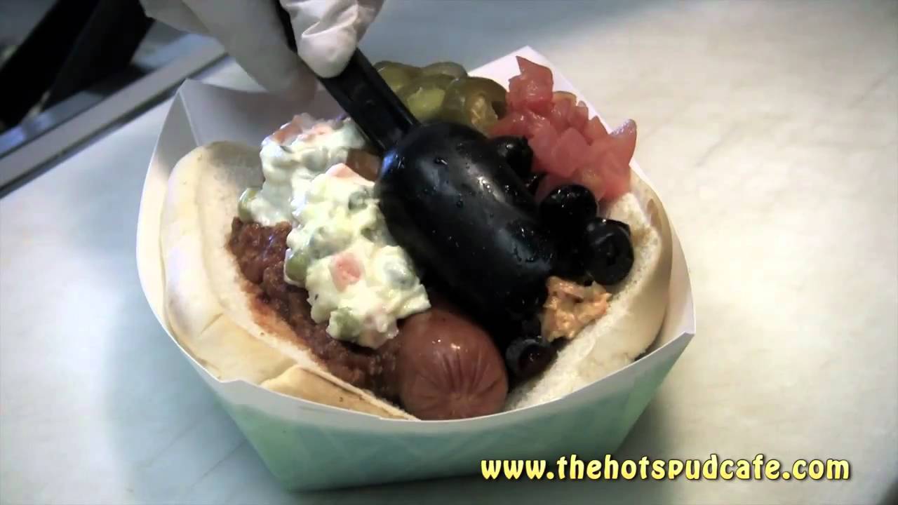 The Hot Spud Cafe Hot Dog - YouTube