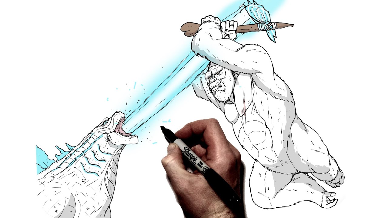 How To Draw Godzilla vs Kong (Axe) | Step By Step | - YouTube