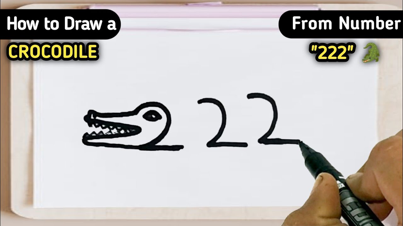 How to Draw a Crocodile ! From Number"222" Easy Step by step - YouTube