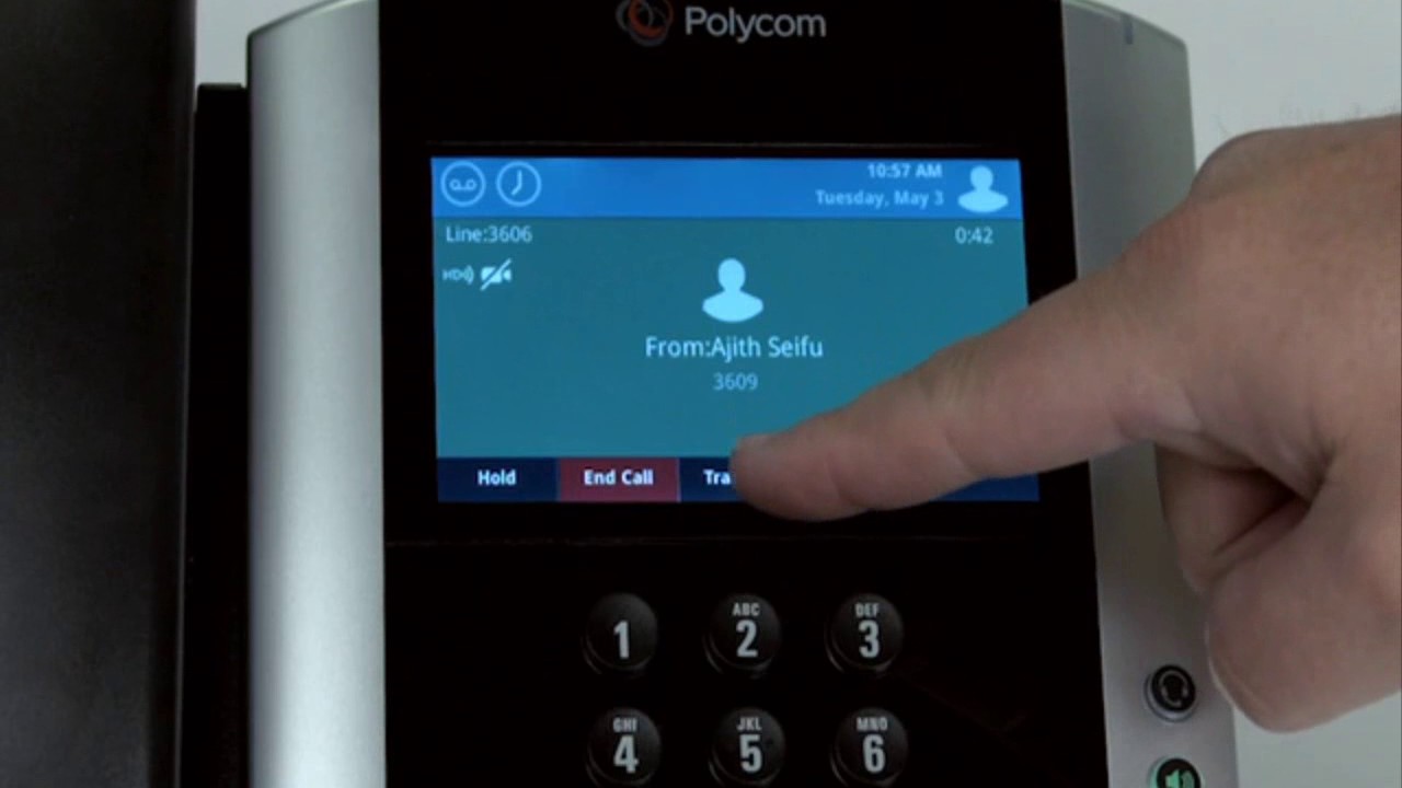 Polycom VVX: Transfer Active Call with a Consultative Transfer - YouTube