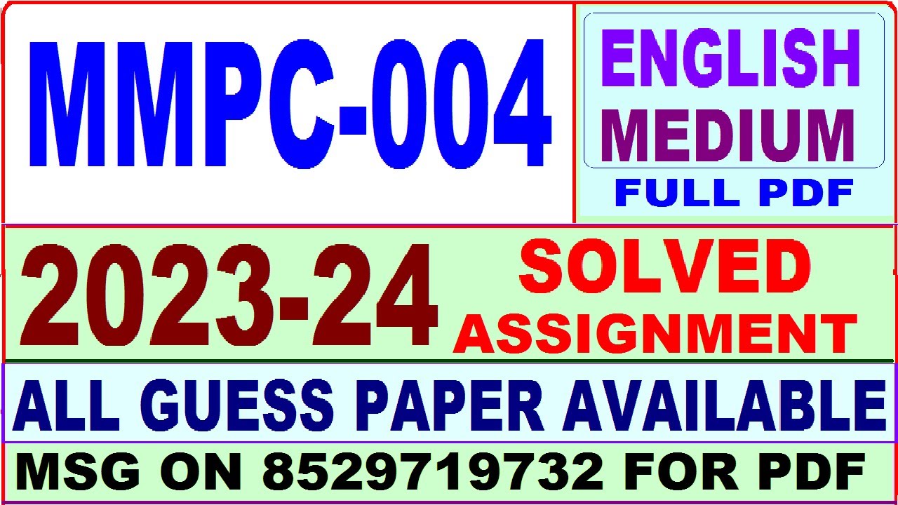 MMPC 004 solved assignment 2023-24 / ignou mba mmpc 004 solved ...