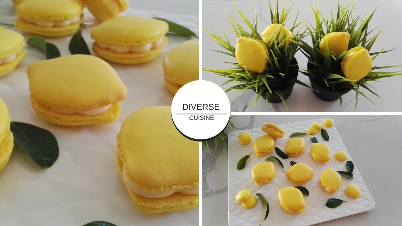 How to make French Macarons Lemon shape macarons Lemon Cremeux Filling ...