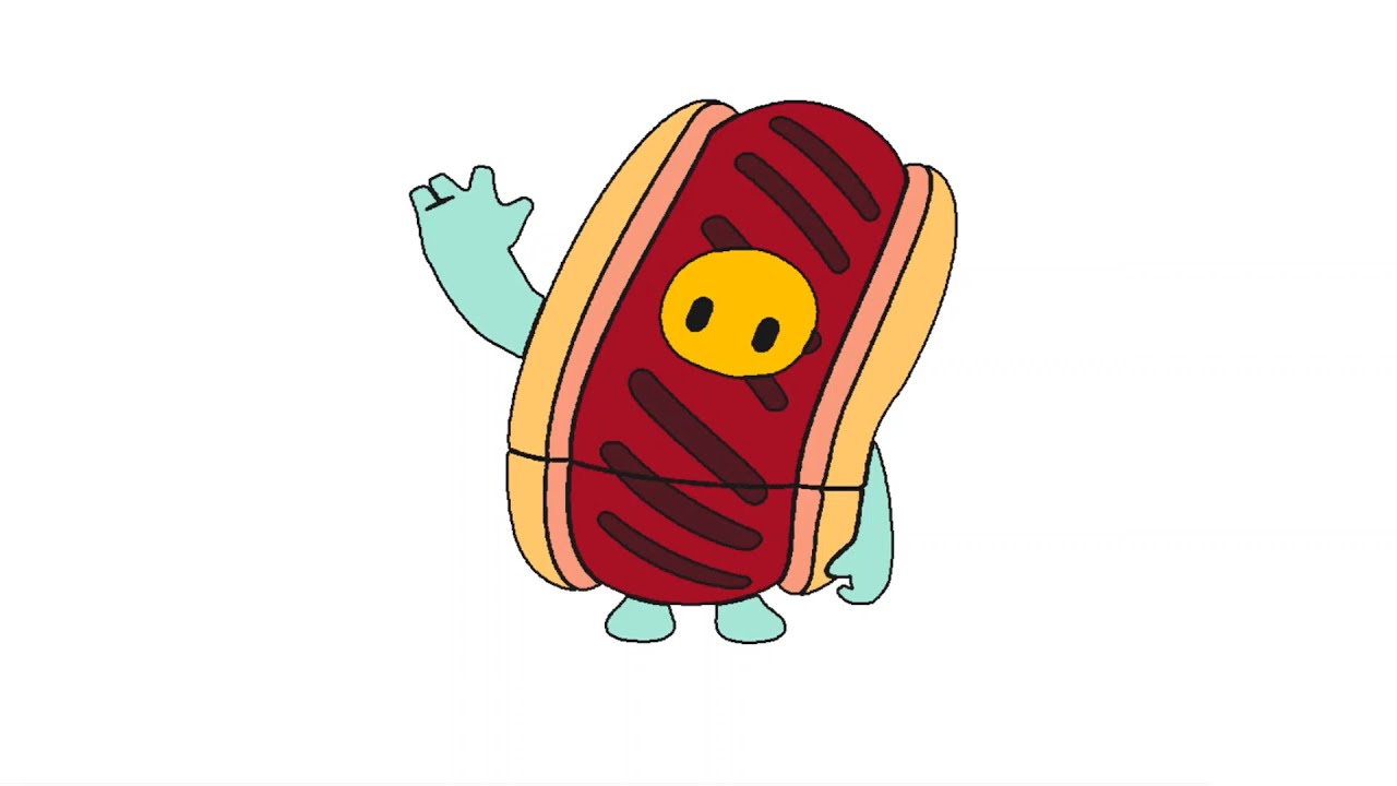 How to draw Hot Dog Skin? Fall Guys Drawing, Draw and Color Hot Dog ...