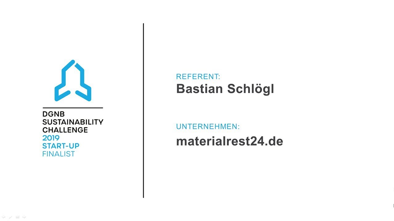 DGNB Sustainability Challenge - Kategorie Start-up: Finalist Materialrest24.de - YouTube