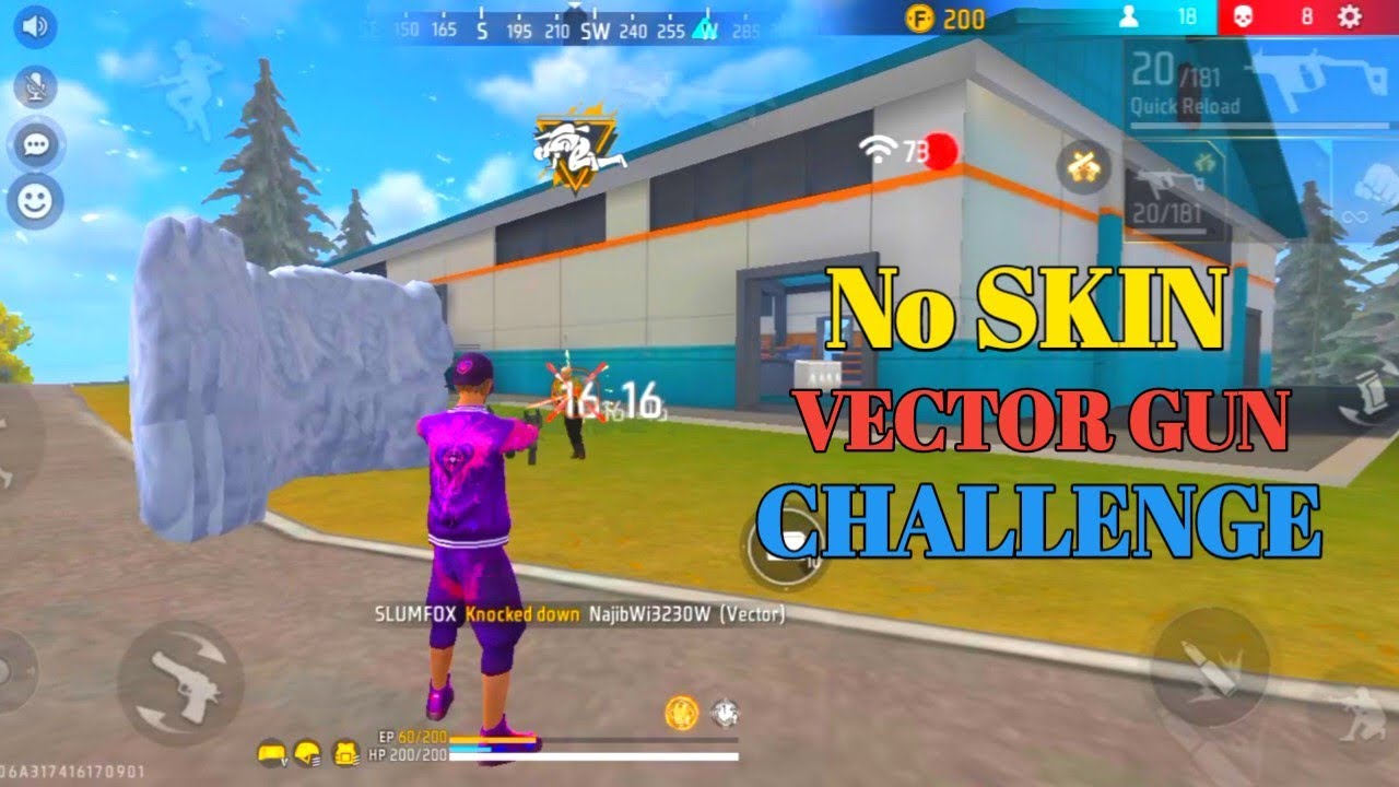 Garena Free Fire No Skin Vector Gun Challenge - YouTube