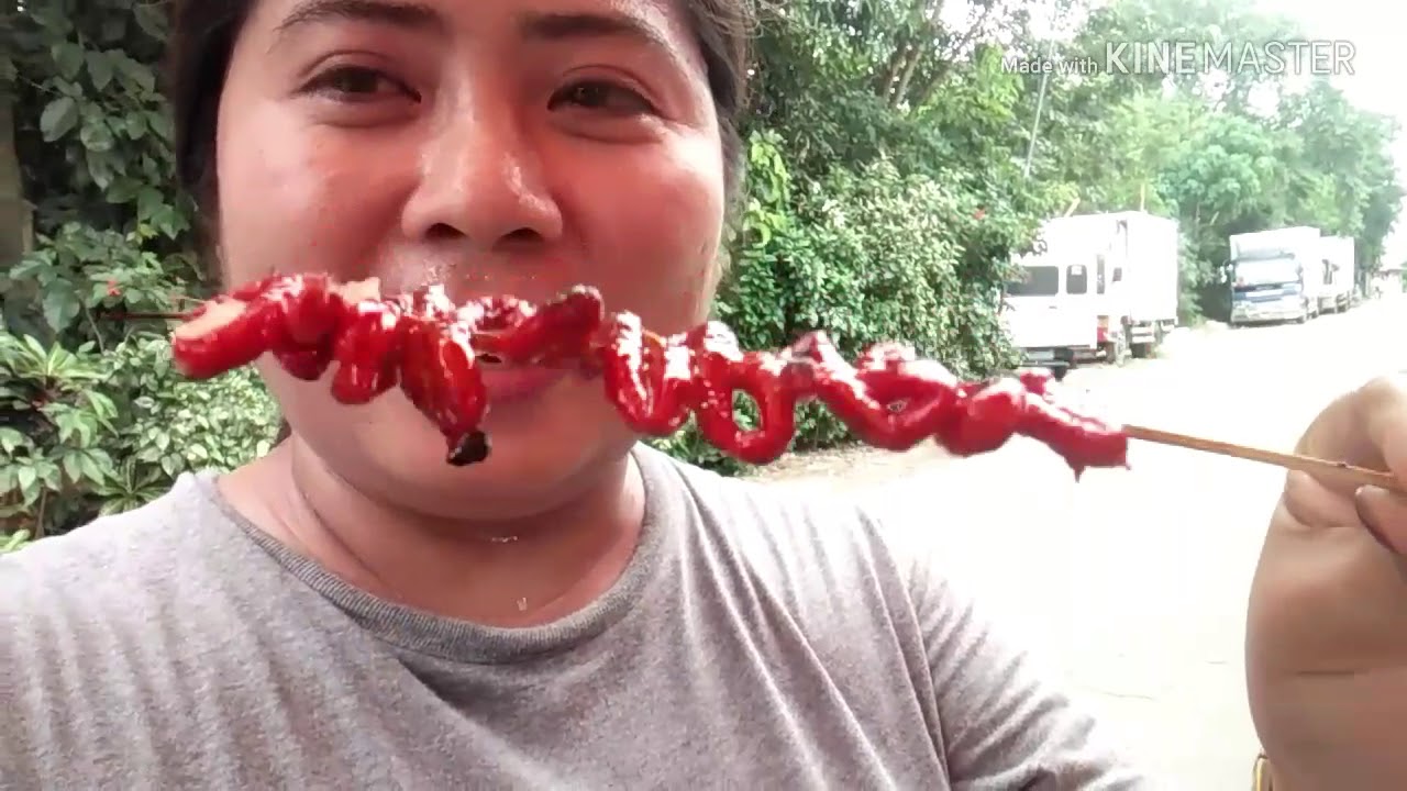 Street Foods Yummy Isaw Manok (Chicken Intestine)Tenga (Pig Ear), Pork ...