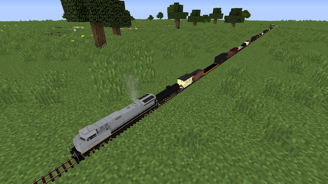 Minecraft Immersive Railroading 100-Car Model Train - YouTube