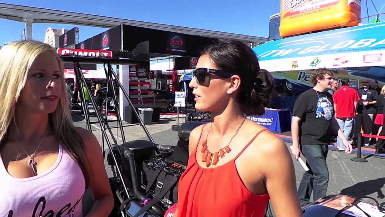 Krista Elyse Interviews NHRA Top Fuel Driver Leah Pritchett at SEMA ...