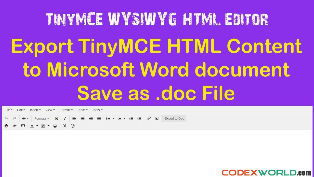 How to Export TinyMCE Editor Content to MS Word Document - YouTube