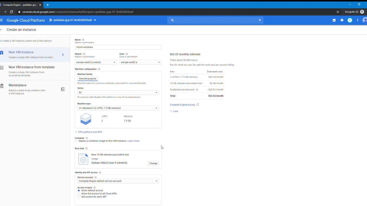 GCP Creating Virtual Machines and advanced actions - YouTube