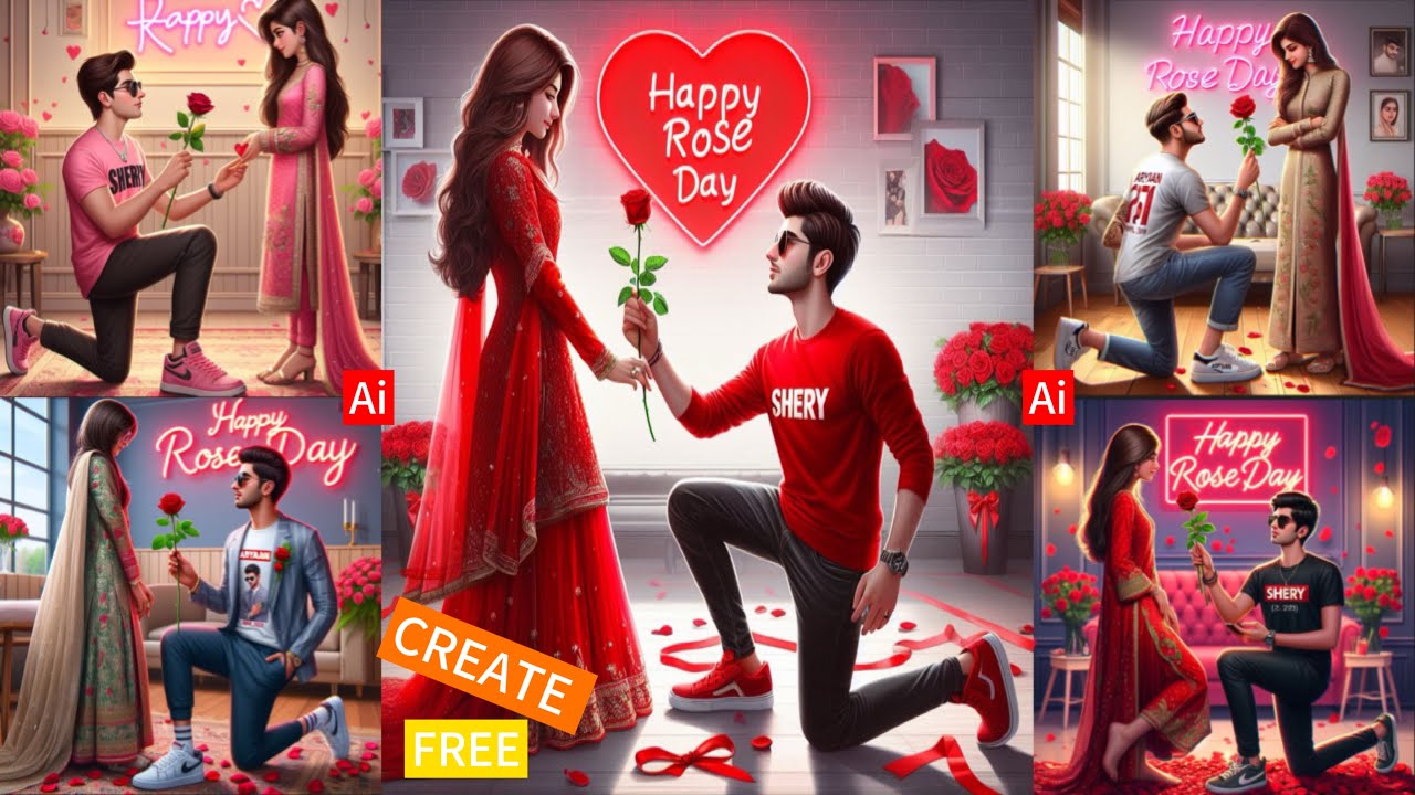 Create Happy Rose Day couples name Image editing | Bing image creator ...