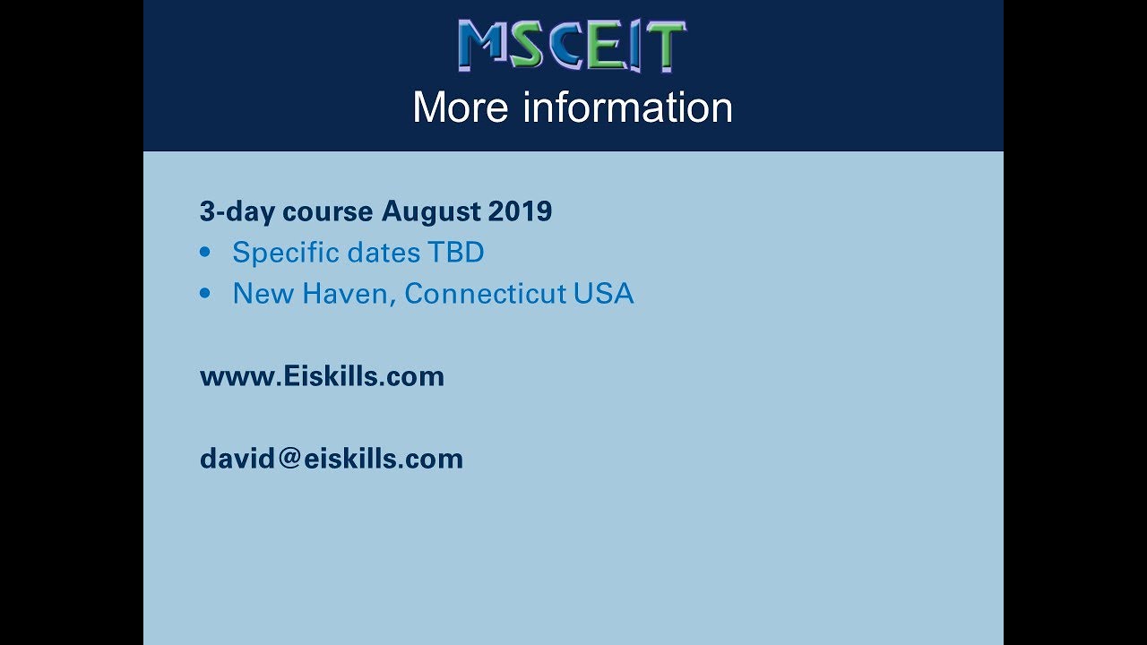 Quick Intro to Original MSCEIT (Mayer Salovey Caruso Emotional ...