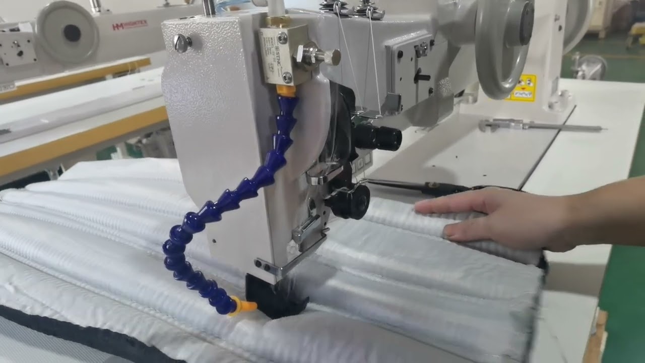 Long arm extra heavy duty 2 needle sewing machine for duct wrap thermal ...