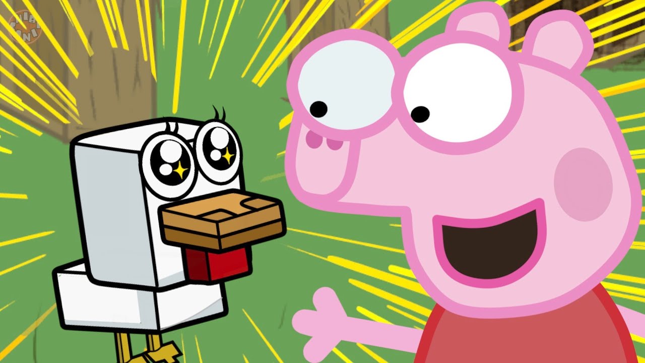 Peppa Pig Plays Minecraft Funny Animation Parody 【Peppa pig,Chicken ...