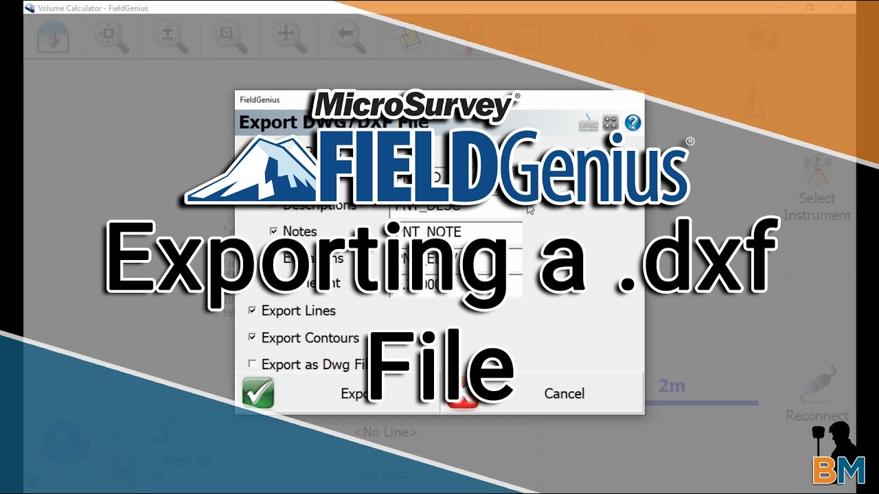 MicroSurvey FieldGenius How To: Exporting a .dxf File | Bench Mark ...